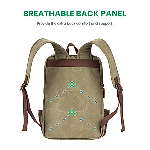 Modoker Vintage Backpack for Men Women, Canvas Bookpack Fits Most 15.6 Inches Computer and Tablets, Rucksack Backpack with USB Charging Port, Army Green