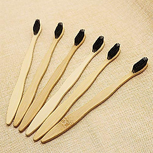 N-amboo Hard Toothbrush Bamboo Toothbrush for Adult Manual Toothbrsuh Hard Bristles Pack of 6