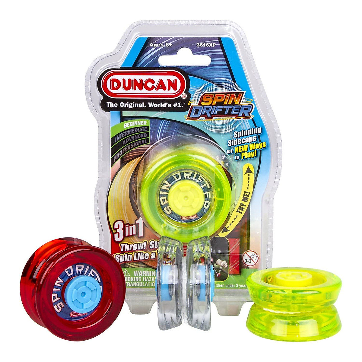 Duncan Toys Spin Drifter Yo-Yo, Side-Spinning Yo-Yo, Beginner to Advanced, Red, 1 Yo-Yo