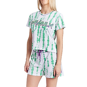 Marvel She Hulk Womens Pullover Pajama Shirt and Shorts Sleep Set Tie Dye Multicolor Medium