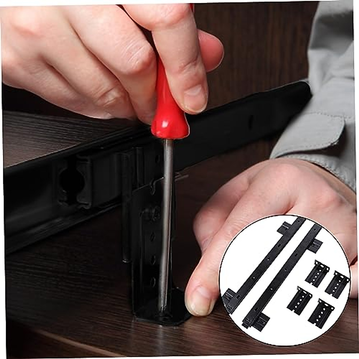 2 Pairs Guide Ball Bearing Computer Keyboard Drawer for Desk Computer Tray Desk Drawers Drawer Rail Desk Slide Rail Keyboard Slide Accessory Tray Cold Rolled Steel Cupboard Slider OSALADI