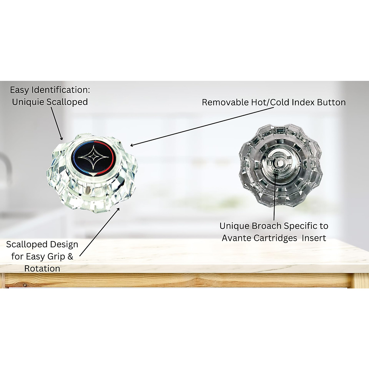 T & T Hardware T & T Replacement Handle for Price Pfister Avante Style Faucet Valves, Clear, Acrylic