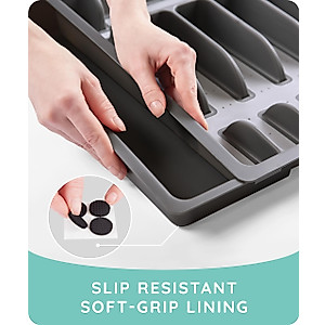 JULY HOME Expandable Kitchen Drawer Organizer - Convenient Plastic Flatware Drawer Organizer / Utensil Holder and Cutlery Tray Multipurpose Organizer Silverware Tray for Drawer Apartment Essentials