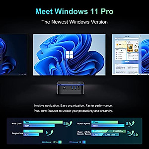 Blackview MP60 Mini PC Windows 11 Pro 8GB DDR4 RAM 256GB M.2 SSD, Mini Gaming Computer with Processor Intel N5095, VESA/Home/Business Mini Desktop Computer, 4K HD Dual HDMI Gigabit Ethernet, Black