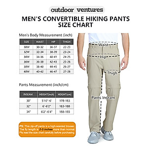 Outdoor Ventures Mens Hiking Pants Lightweight Quick Dry Convertible Pants, Stretch Zip-Off Cargo Pants for Travel Fishing Beige