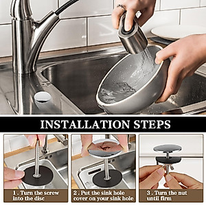 2In Kitchen Sink Hole Cover Faucet Hole Cover Stainless Steel Wash Basin Kitchen Sink Tap Hole Plate Stopper, Sealed Decoration Hole Cover for Faucet Sink Hole Leakage Prevention