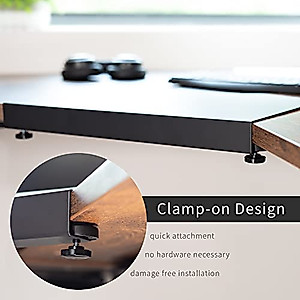 VIVO Clamp-on 17 inch Corner Desk Connector Platform for L-Shaped Workstations, Workspace Extender, Black, DESK-AC07C