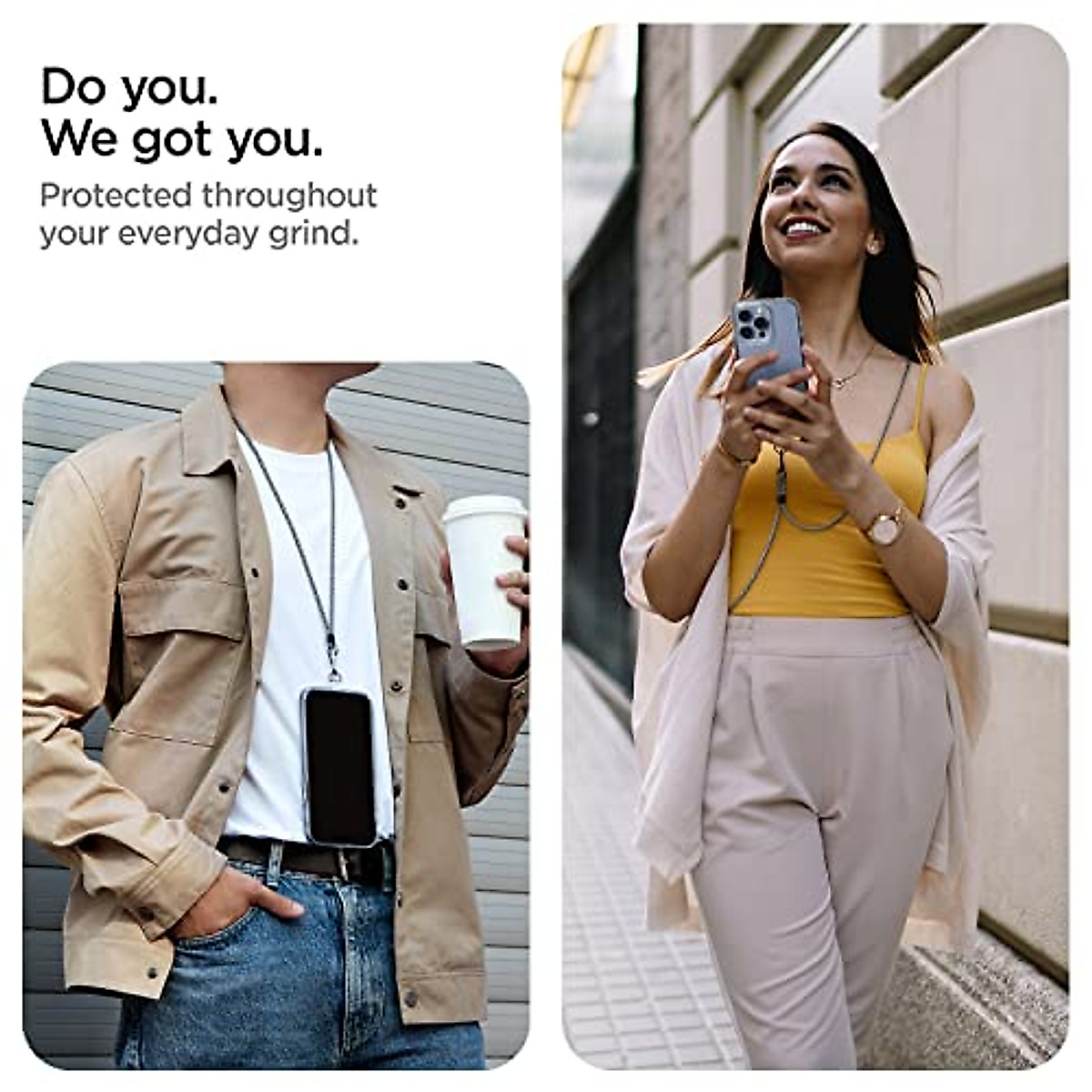 Spigen Universal Adjustable Crossbody Strap Phone Lanyard - Black