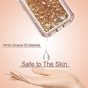 WOLLONY for iPhone 14 Pro Max Case Glitter Floating Liquid Shiny Quicksand Case for Women Girls Heavy Duty Shockproof Protective Case Hard PC Bumper Soft TPU Cover for iPhone 14 Pro Max 6.7''Rosegold