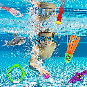 Korlon Tec 25 Pcs Pool Toys for Kids Ages 4-8, Swimming Pool Diving Toys, Underwater Pool Toys for Kids Ages 8-12, Fun Training Water Swim Toys Gift Set for Kids Boys Girls Adults