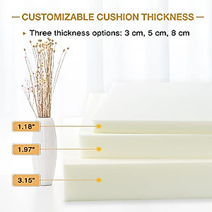 PHUSTJKL Custom Size 30 Colors Bench Cushion, 4 in Thick Upholstery Foam Bay Window Seat Cushion Washable Removable Cover Non Slip Kitchen Dining Cushion Patio Swing Seating Cushion Garden Bench