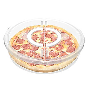ATRDTO 1Pc 12 Inch Pie Carrier with Lid and Handle Pizza Slice Storage Container for Cheese Cake, Corn Pie, Fruit White Clear Visible (1)