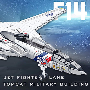 HI-REEKE F-14 Jet Fighter Plane Tomcat Military Building Set for Adult, Army Model Jet Fighter Plane 1:34-1600 PCS