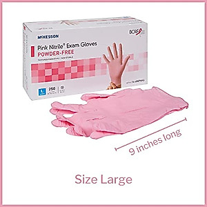 McKesson Pink Nitrile Exam Gloves - Powder-Free, Latex-Free, Ambidextrous, Textured Fingertips, Non-Sterile - Size Small, 250 Count, 1 Box