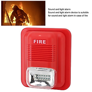 Audible and Visual Fire Alarm Device, Plastic Sound and Light Fire Alarm Warning Strobe Siren Alert Security System for Residential Buildings