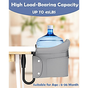 ATHRADIES Hook on High Chair for Baby with Removable Dining Tray,Clip on High Chairs for Babies and Toddlers, High Chair That Attaches to Table, Portable Travel High Chair with Carrying Bag,Grey