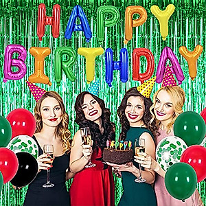 3Pcs Green Metallic Tinsel Foil Fringe Curtains,3.28ft x 6.56ft Green Photo Booth Backdrop Streamer Curtain,Photo Booth Props,Ideal for Bachelorette,Birthday,Christmas,New Year Party Decorations