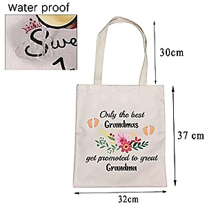 Grandma Canvas Tote Bag New Grandma Announcement Gifts Grandma Shoulder Bag Only The Best Grandmas Get Promoted to Great Grandma Shopping Bag