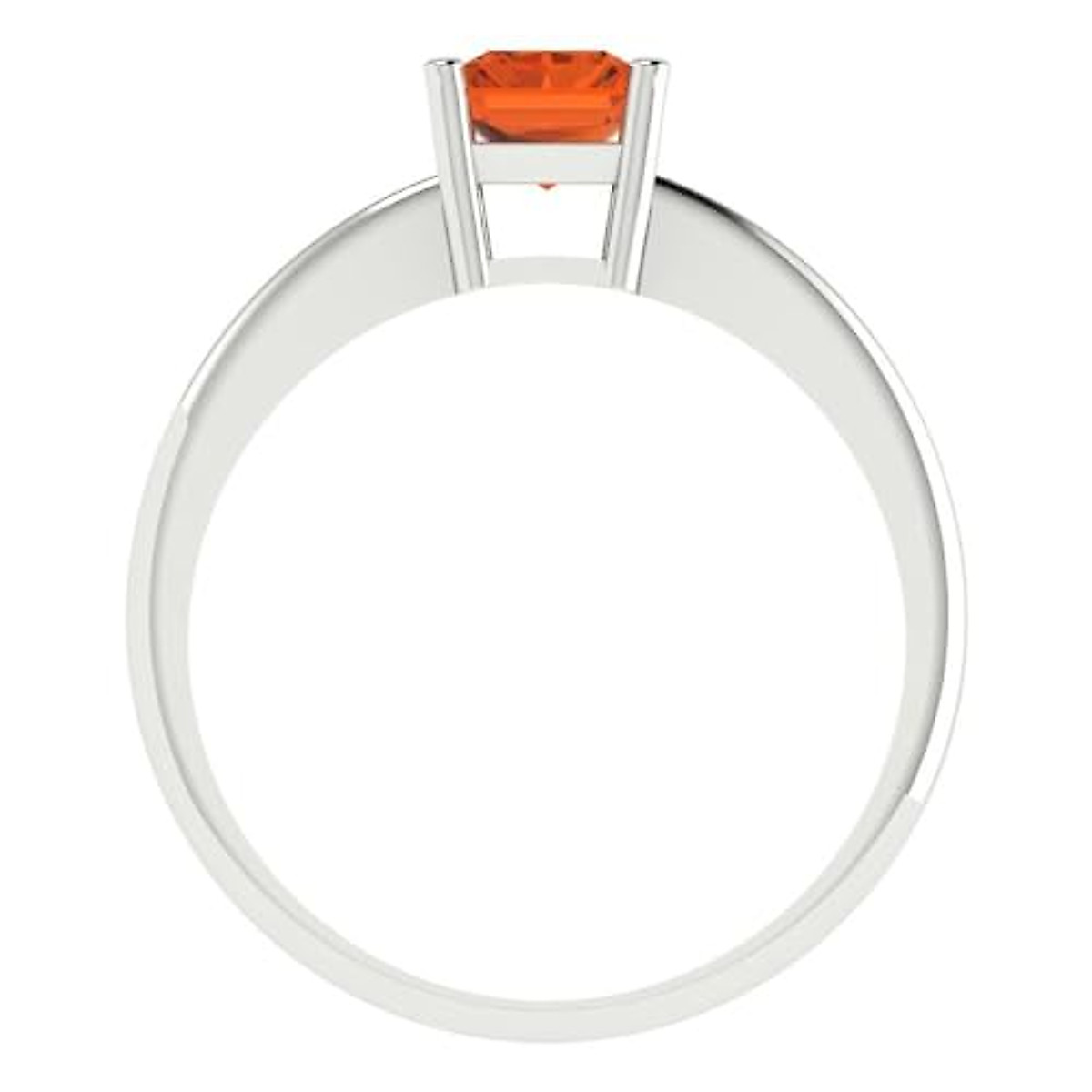 Clara Pucci 1.0 ct Radiant Cut Solitaire Red Simulated Diamond Wedding Bridal Designer Anniversary Engagement Ring Real 14k White Gold