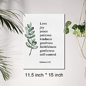 Christian Canvas Wall Art Galatians 5:22 Fruit of the Spirit Canvas Print Positive Scripture Canvas Painting Home Wall Decor Framed Gift 12x15 Inch
