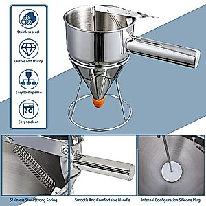 MyLifeUNIT Pancake Batter Dispenser, Multi-Caliber Stainless Steel Funnel Cake Dispenser with Stand Great for Pancakes, Cupcakes or Any Baked Goods