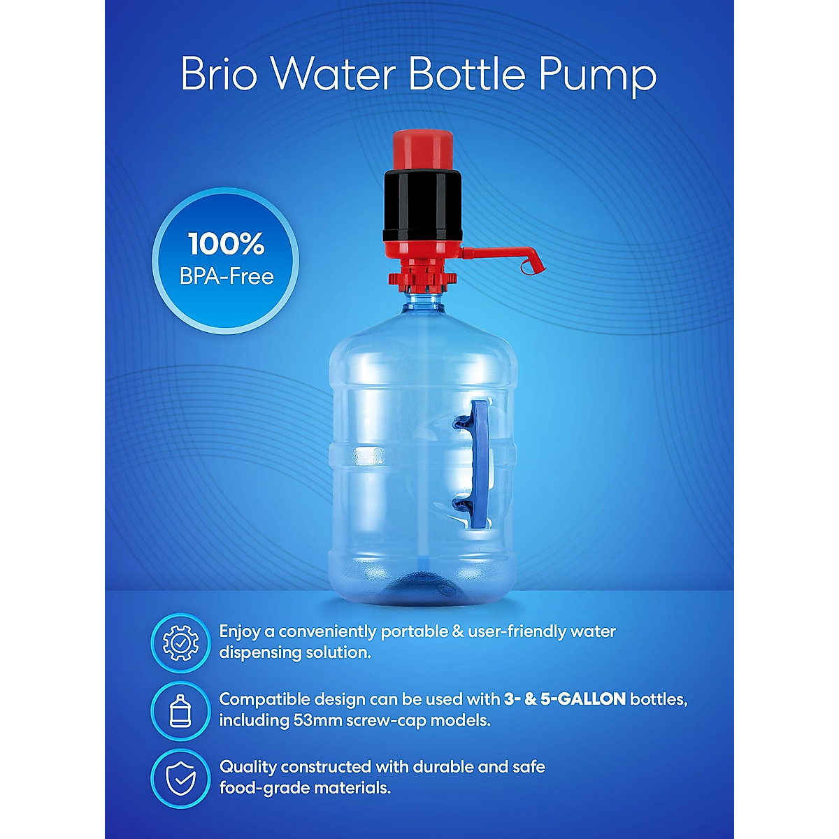 Brio Universal Manual Drinking Water Pump (Red/Black)