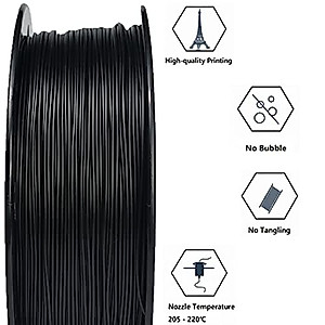 PLA+ Filament 1.75mm, PLA Plus 3D Printer Filament, RANKI PLA Filament Pro, Dimensional Accuracy +/- 0.03mm, 1kg Spool(2.2lbs), Black