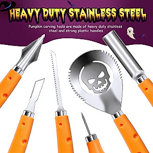 Pumpkin Carving Kit, Halloween Pumpkin Carving Tools, 6PCS Carving Tools Carving Knife for Halloween Decoration, Professional Stainless Steel Pumpkin Carving Set, Pumpkin Carver for Adults & Kids
