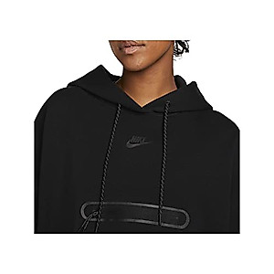 Nike Sportswear Tech Fleece Women's Over-Oversized Crop Pullover Hoodie (as1, alpha, m, regular, regular, Black/Black)