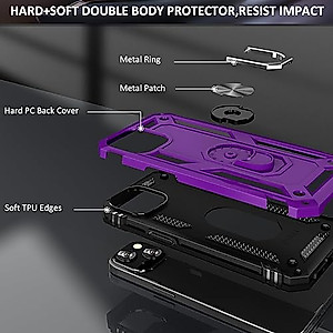 ADDIT Phone Case for iPhone 13 Mini Case Purple iPhone 13 Mini Phone Case for Women Girl,with Magnetic Car Mount Ring Stand Cover for iPhone 13 Mini 5.4" - Purple
