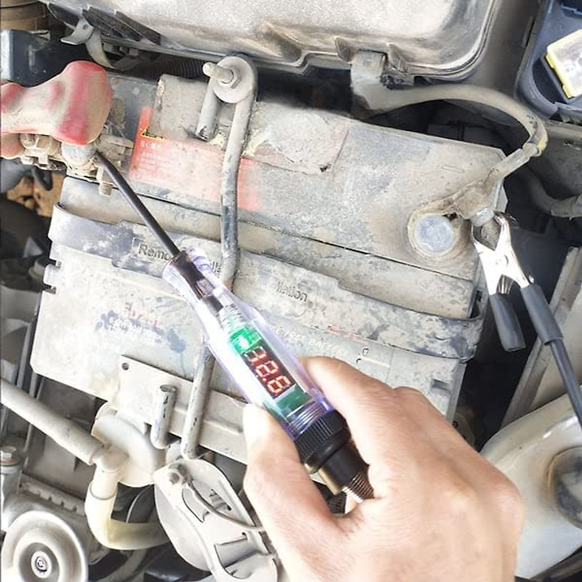 Car Truck Circuit Test Pen, Circuit Tester, 3-70V DC Digital Automotive Test Light, Heavy Duty Light Tester with Voltmeter Spring Wire (RED(3-70V))