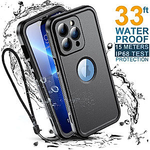 Temdan for iPhone 13 Pro Max Case Waterproof, Full-Body Shockproof Black