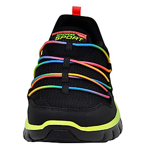 Skechers Sport Women's Loving Life Memory Foam Fashion Sneaker, Black/Black/Multi, 11 M US