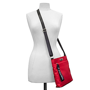 Nautica Diver Nylon Small Women's Crossbody Bag Purse with Adjustable Shoulder Strap, Red