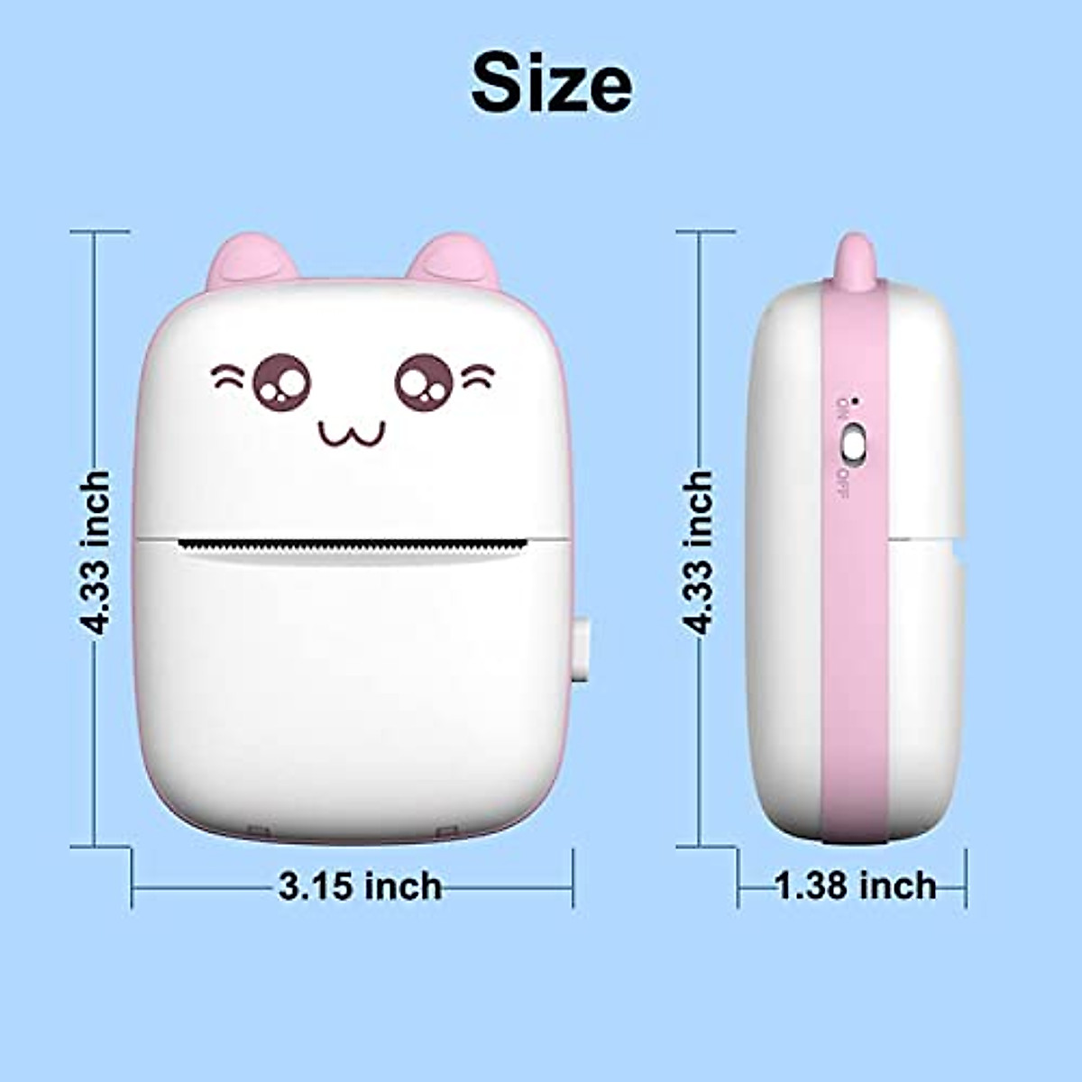 KGG Portable Mini Printer Pocket Wireless Bluetooth Thermal Printers with 9 Rolls Printing Paper for Photo Receipt Label Memo Wrong Question Notes QR Code Inkless Printing with iOS Android APP Pink