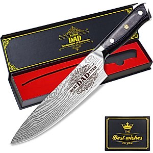 Mkeevee Fathers Day Dad Gift from Daughter Son Kids Dad Birthday Gift 8 inch Kitchen Knife Gift Set for Dad Professional Chef's Knife (Best Dad)