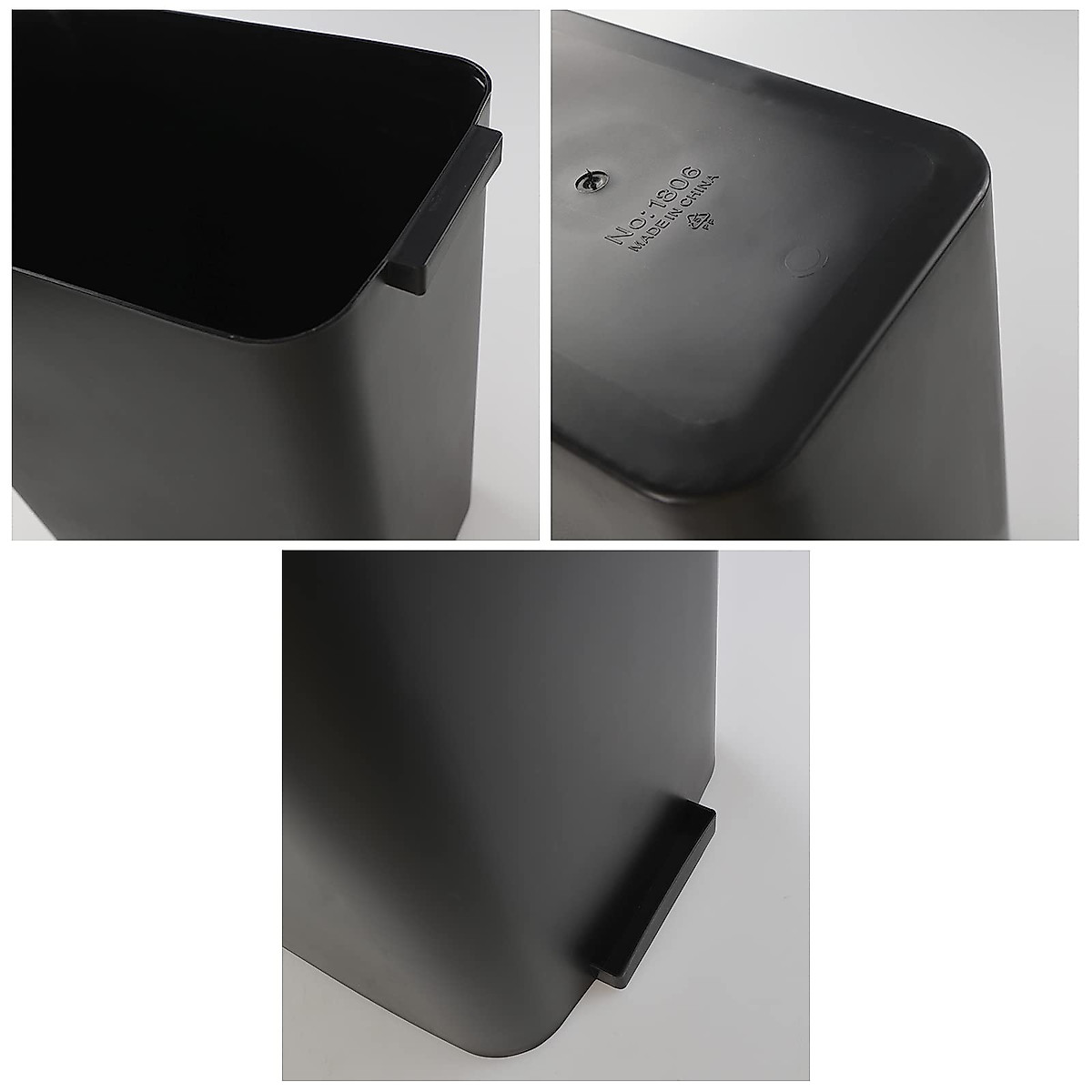 Minekkyes 3-Pack Black 4.5 Gallon Plastic Trash Can Wastebasket, Garbage Container Bin