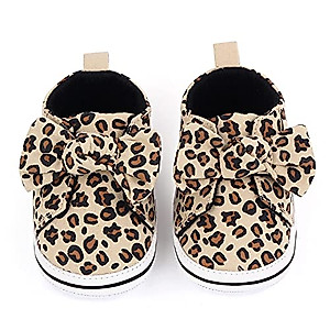 YTWM Baby Girls Shoes Leopard Walking Shoe for 0-18 Months, Easy Wear Non Slip Lightweight Baby Indoor Outdoor Sneakers