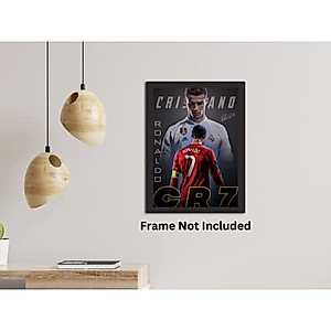 CR7 Cristiano Ronaldo Poster for Wall Art Signed Football Soccer Wall Mount - 12 x16 Inch (LAMINATED)