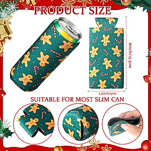16 Pieces Christmas Beer Can Sleeves Cooling Insulated Beer Cup Sleeves Santa Claus Elk Snowman Stocking Can Cooler Sleeves Reusable Drink Sleeves Christmas Slim Can Cover for Christmas Tools Supplies