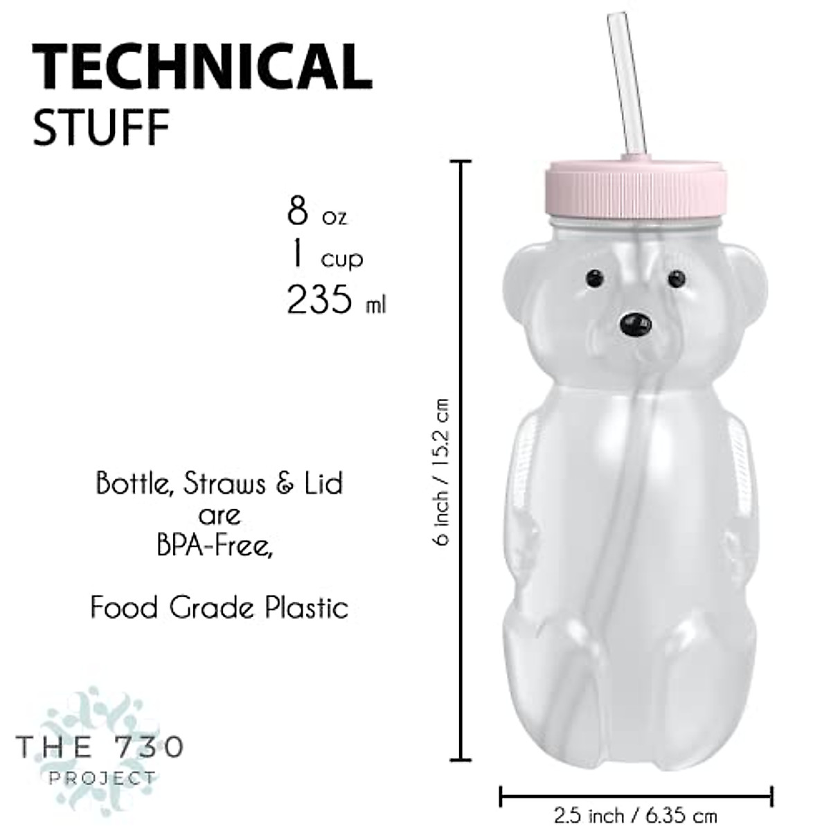 Honey Bear Straw Cup 2-pack with Travel Lid; 8oz straw bear cup for babies, improved lid design; Honeybear baby cup straw; Honey bear bottle cup; Straw learning therapy cup (Cherry Blossom/Unicorn)