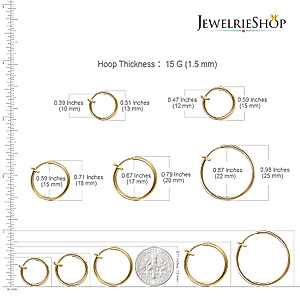JewelrieShop Clip on Hoop Earrings for Women Fake Nose Ring Faux Lip Septum Ring Fake Cartilage Earrings Spring Endless Hoop Earrings Non Piercing Lobes Men (5 Pairs, 13mm-25mm, Gold)