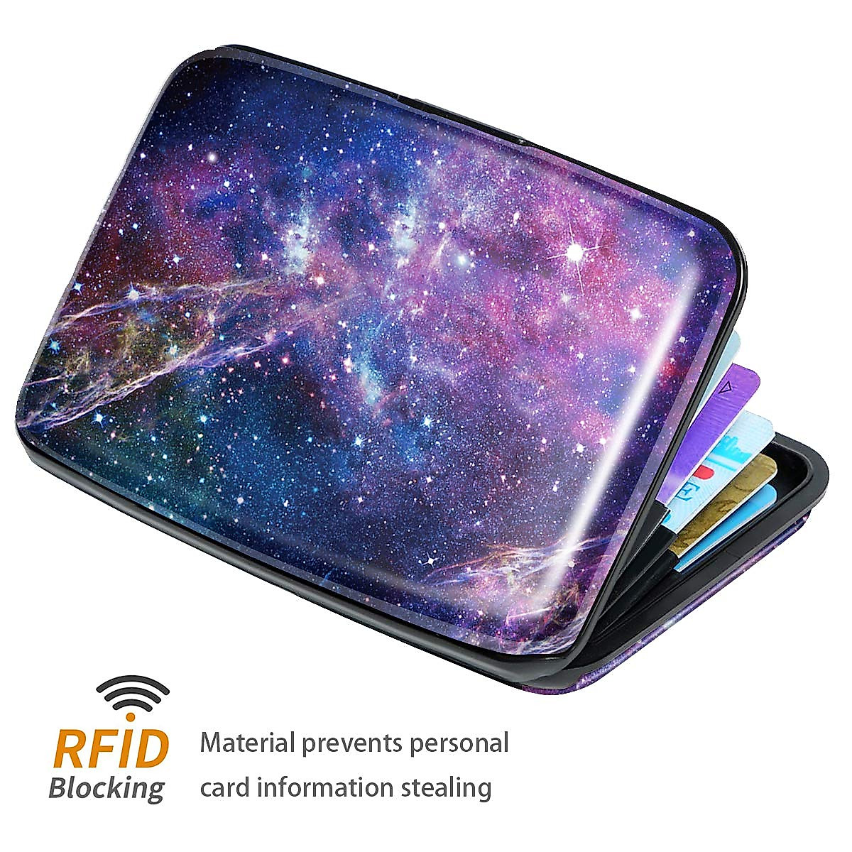 Coco Rossi Mini Credit Card Holder for Women,RFID Blocking Slim Hard Card Case ID Case Travel Wallet Nebula