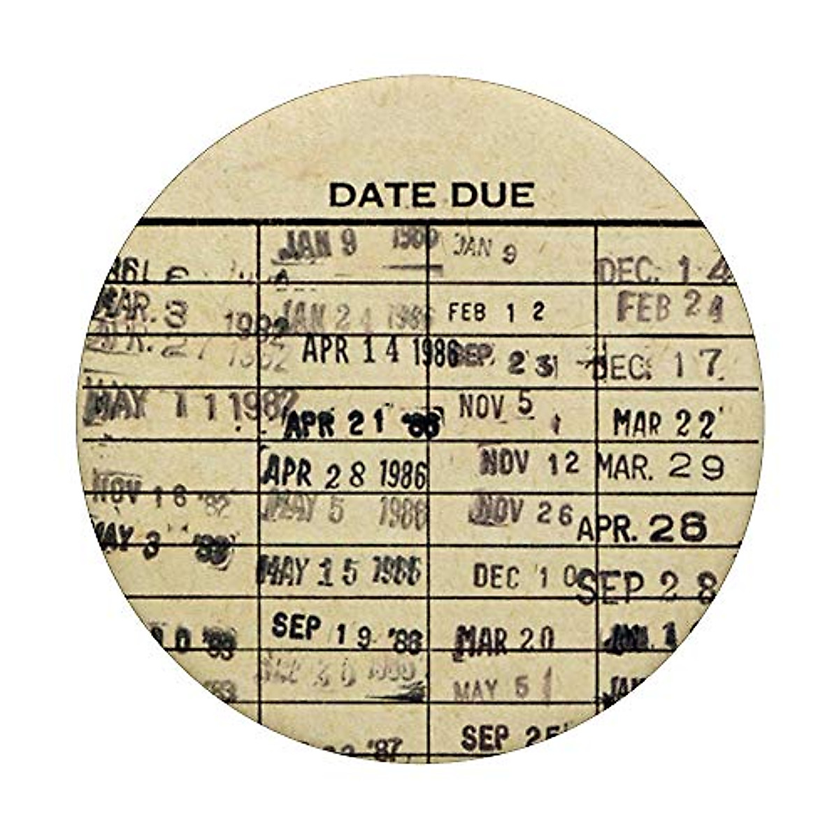 Library Due Date Cards Stamp Book Return Librarian Vintage PopSockets PopGrip: Swappable Grip for Phones & Tablets