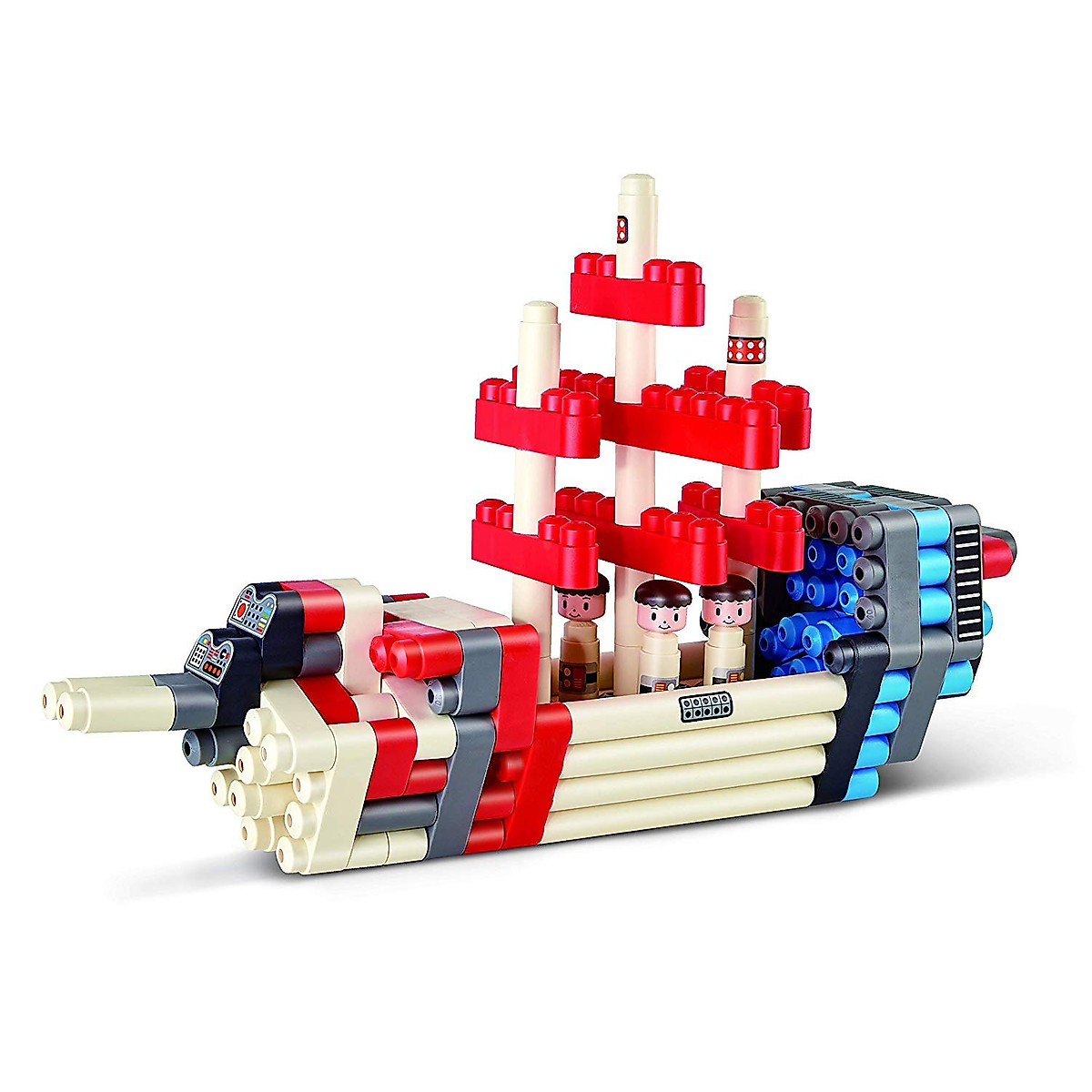 Hape PolyM Space Adventure Rocket Construction Kit | 138 Piece Building Brick Toy Play Set for Kids - Figurines and Accessories Included