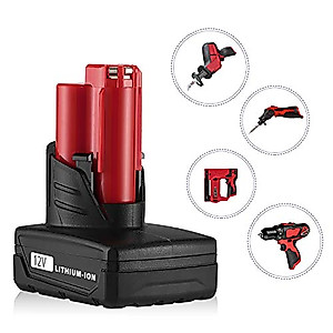 Powerextra M12 Battery 6.0Ah, Replacement Milwaukee m12 Battery, Compatible with Milwaukee M12 Tools 48-11-2410/48-11-2420/48-11-2411/48-11-2401/48-11-2402, Replace for Milwaukee 12v Battery (2 Pack)