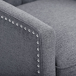 Pushback Recliner Chair,Comfy Wingback Recliner Sofa Chair with Adjustable Backrest,Tufted Fabric Accent Armchair with Vintage Rivets Trim for Living Room Office Home Theater (Gray-New)