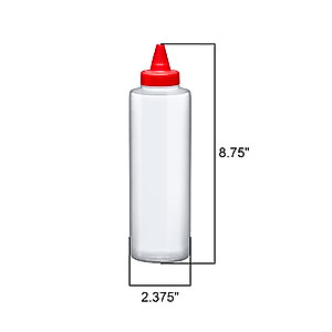 Amazing Abby - 16-Ounce Plastic Squeeze Bottles (Set of 6), Reusable Condiment Bottles, BFA-Free, Dishwasher-Safe, Perfect for Ketchup, Mustard, Mayonnaise, Sauces, Condiments, Dressings, and More