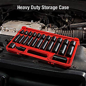 Sunex 3330, 3/8" Drive Master Impact Socket Set, 12 Pt., 29Piece, Metric, 8mm-22mm, Standard/Deep, Cr-Mo Steel, Heavy Duty Storage Case, Includes Universal Joint