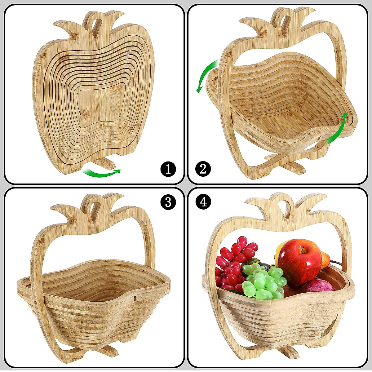 ZJX0769 Pineapple Fruit Foldable Basket in Healthy & Reusable Wooden Tray Gourmet Fruit Box Best Gift for Holiday Kitchen Party